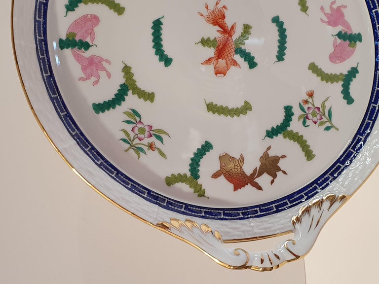 Herend "Poisson" Hand Painted Polychrome Porcelain Cake Plate, Hungary ...