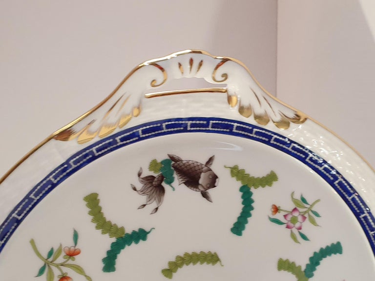 Herend "Poisson" Hand Painted Polychrome Porcelain Cake Plate, Hungary ...