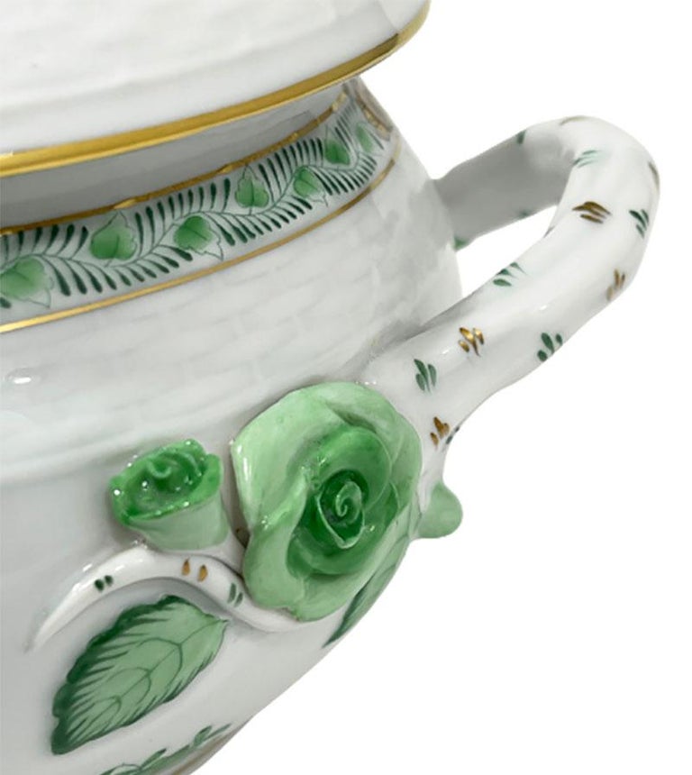 Herend Porcelain "Chinese Bouquet Apponyi Green" Small/Mini Tureen with ...