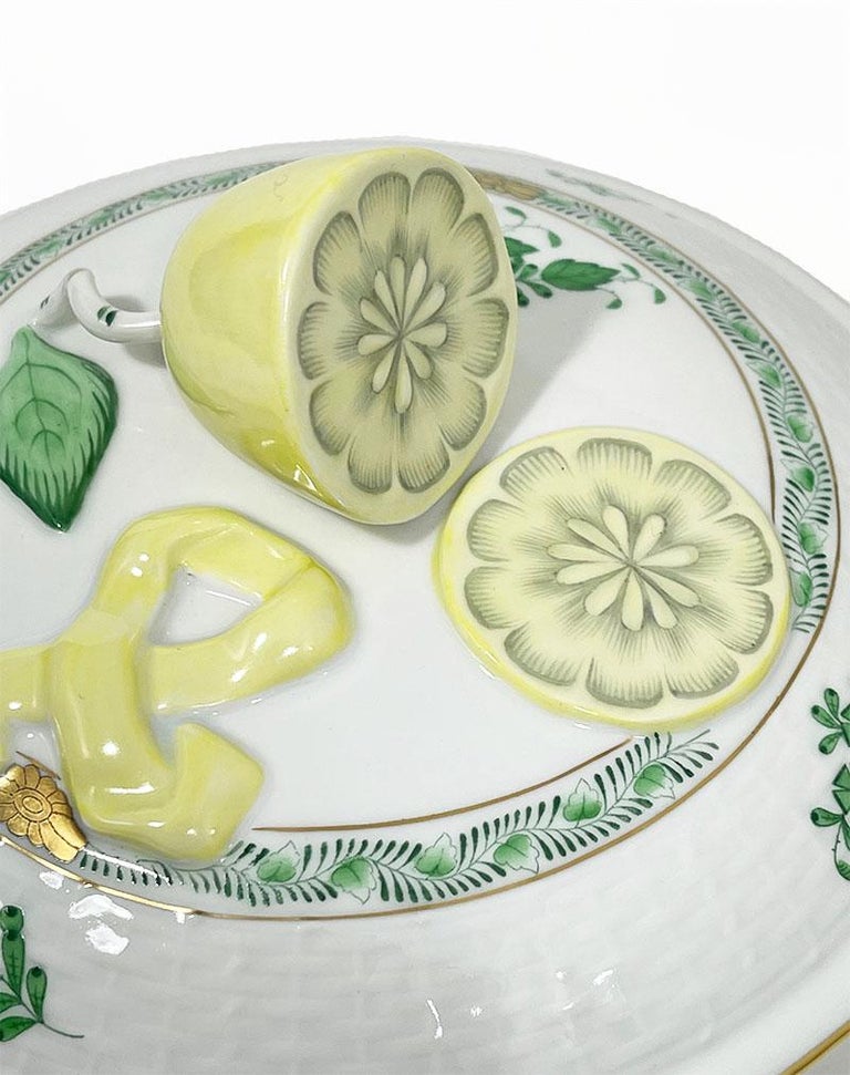 Herend Porcelain "Chinese Bouquet Apponyi Green" Small/Mini Tureen with ...