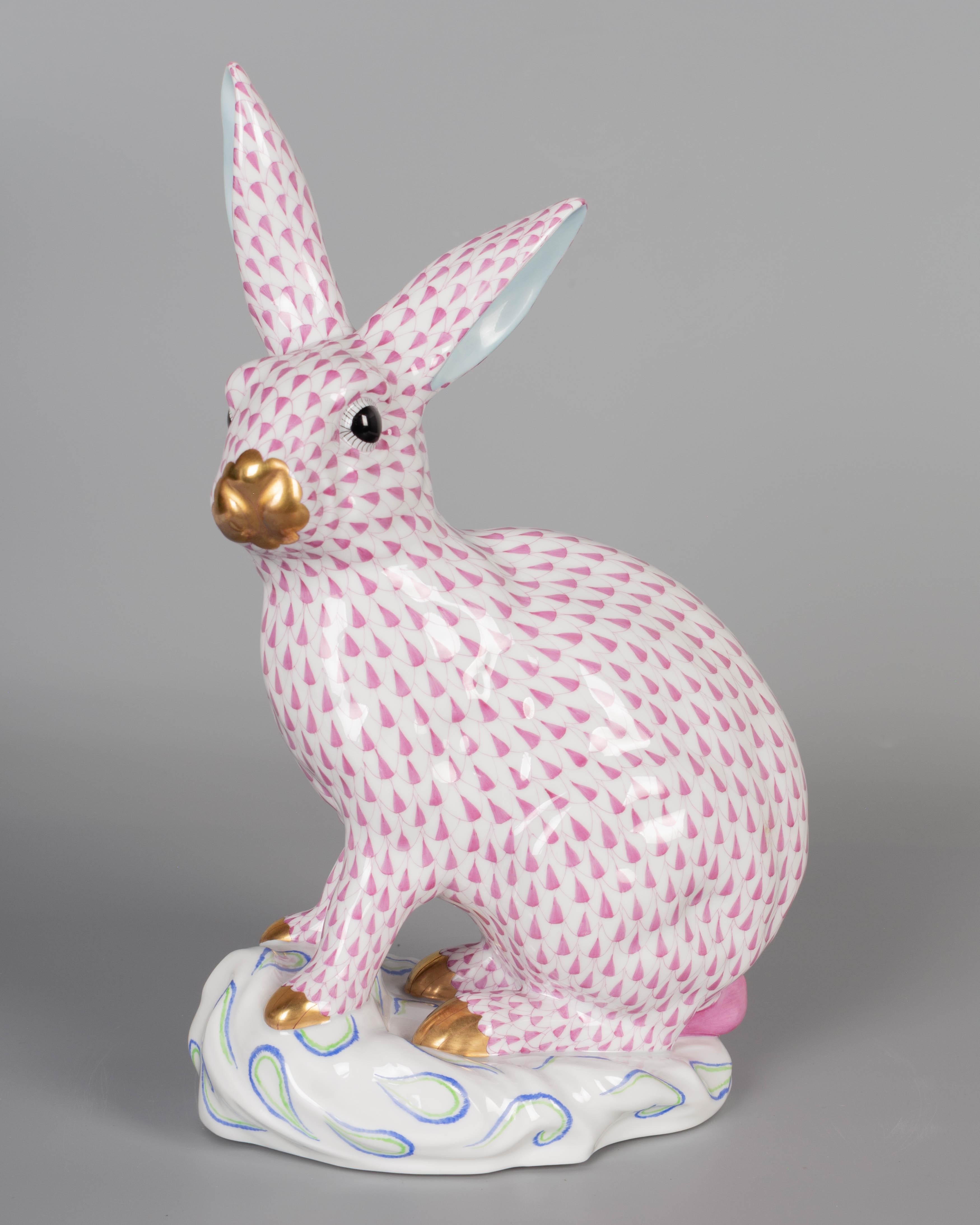 Herend Porcelain Hand Painted Large Rabbit For Sale at 1stDibs