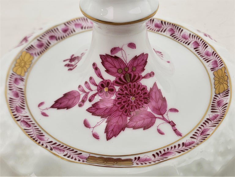 Herend Porcelain Raspberry Chinese Bouquet Candlestick and Vase Pairing ...