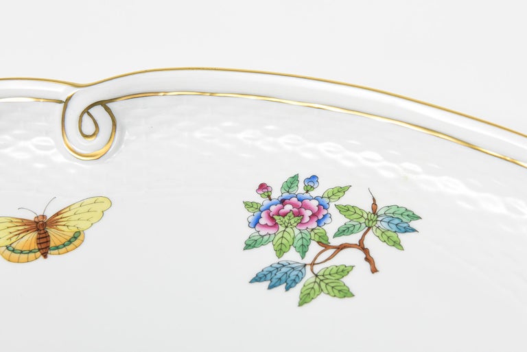 Herend Queen Victoria Older Oval Tray with Bows Flowers and Butterflies ...