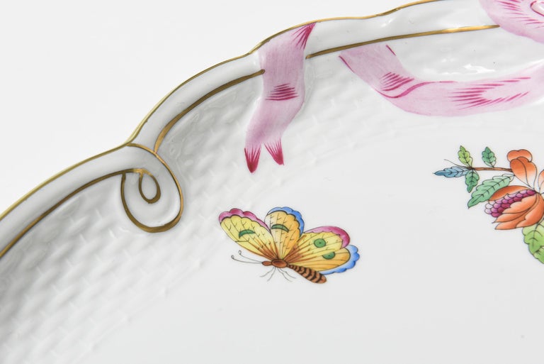 Herend Queen Victoria Older Oval Tray with Bows Flowers and Butterflies ...