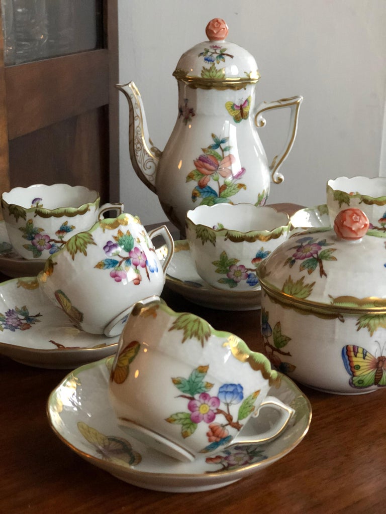 Herend Queen Victoria Porcelain Coffee or Tea Set for Six Persons at ...