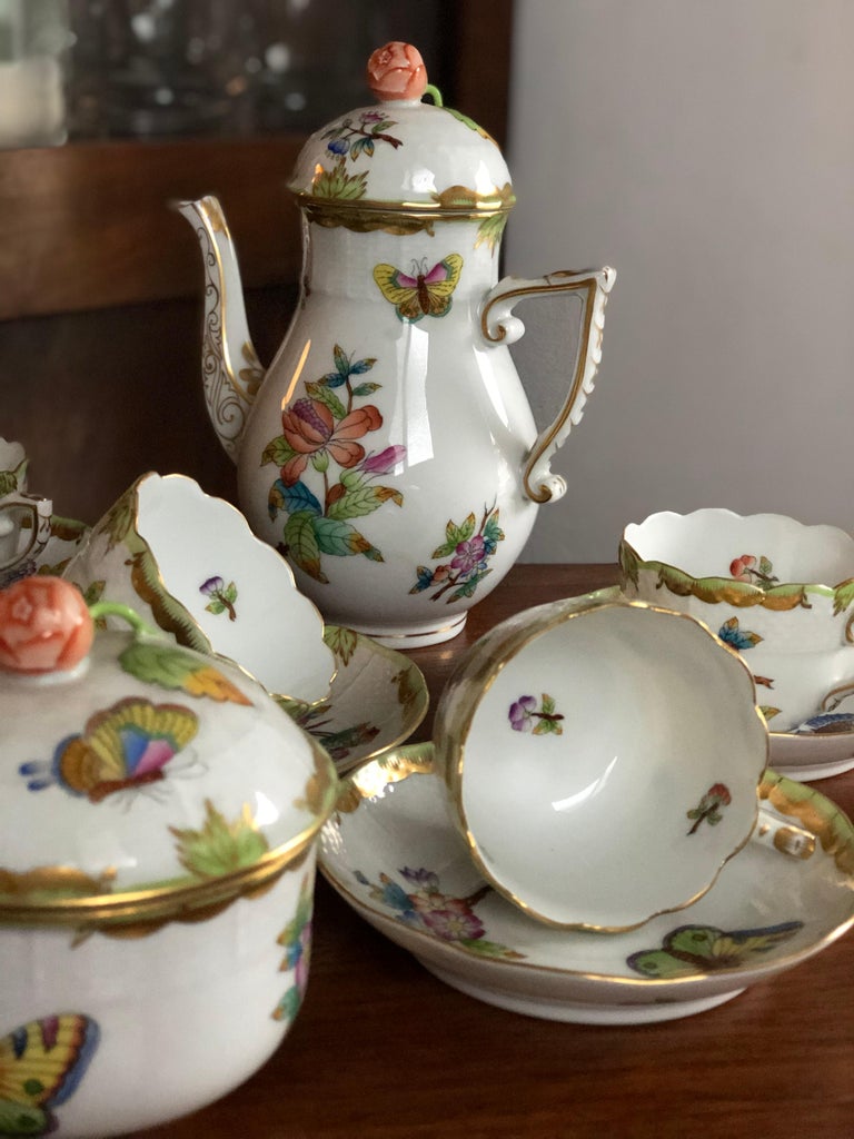 Herend Queen Victoria Porcelain Coffee or Tea Set for Six Persons at ...