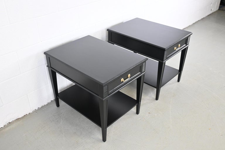 Heritage French Regency Black Lacquered End Tables or Night Stands For ...