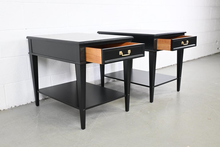 Heritage French Regency Black Lacquered End Tables or Night Stands For ...