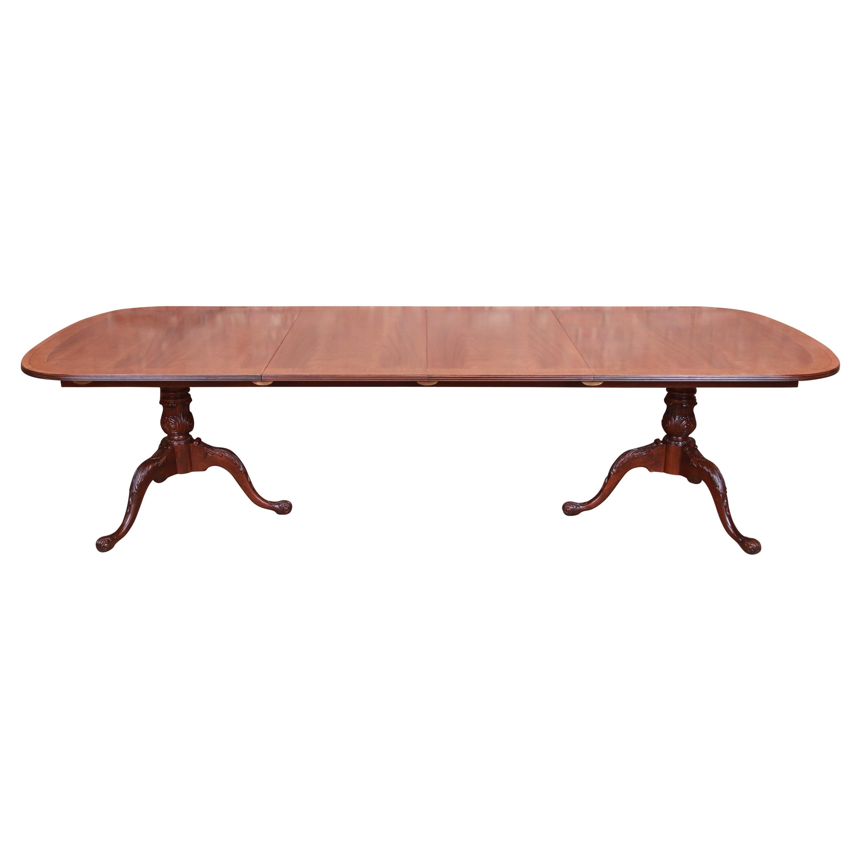 Heritage Georgian Banded Mahogany Double Pedestal Dining Table, Newly ...