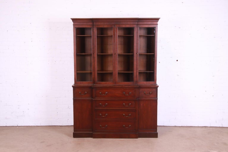 Heritage Henredon Georgian Mahogany Breakfront Bookcase with Secretary ...