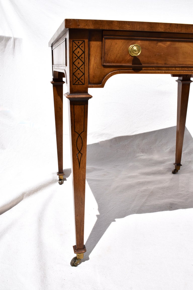 Heritage Regency Leather Top End Tables on Casters For Sale at 1stDibs