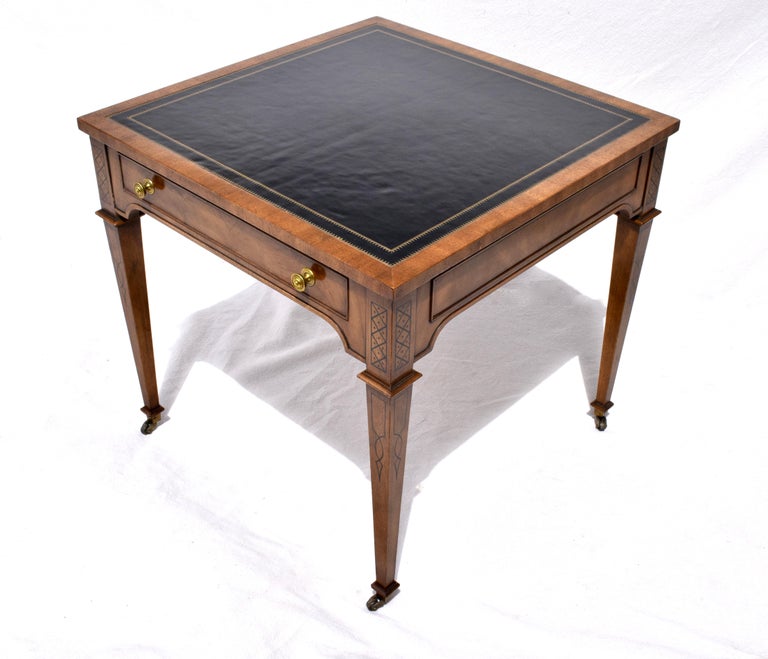 Heritage Regency Leather Top End Tables on Casters For Sale at 1stDibs