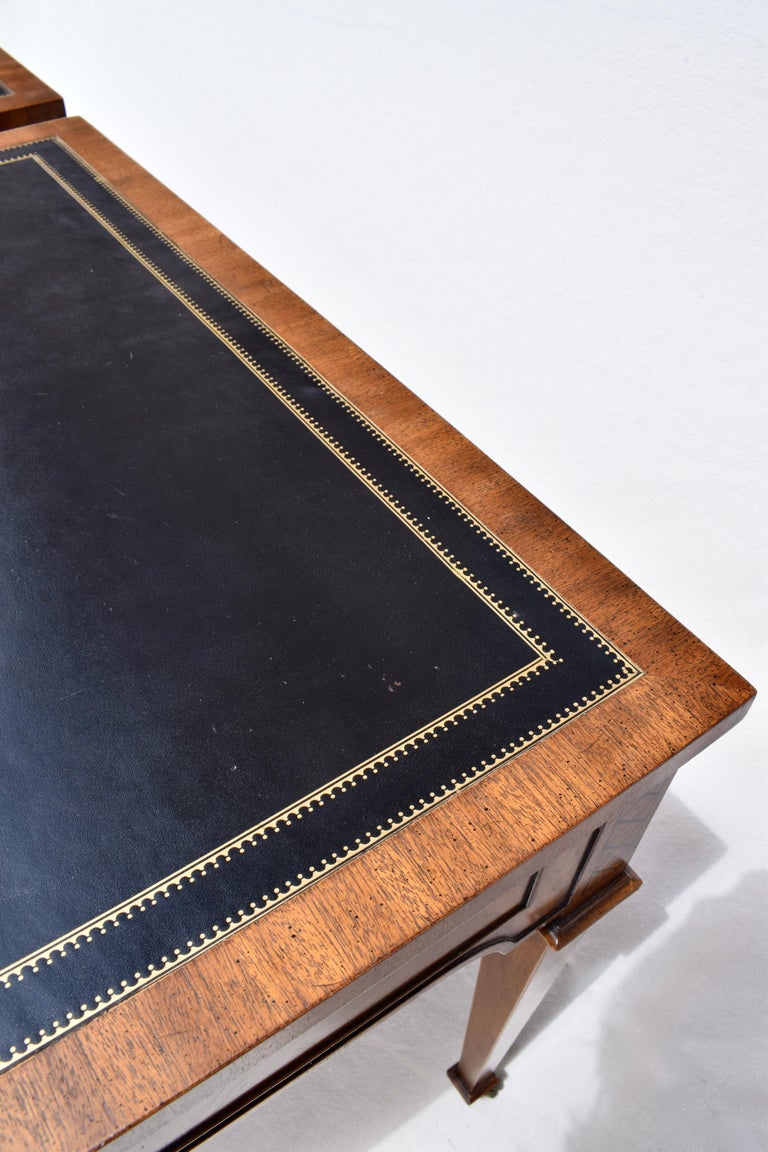 Heritage Regency Leather Top End Tables on Casters For Sale at 1stDibs