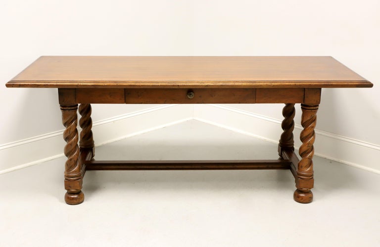 Heritage Walnut English Tudor Barley Twist Writing Desk For Sale at 1stDibs