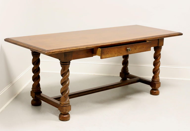 Heritage Walnut English Tudor Barley Twist Writing Desk For Sale at 1stDibs
