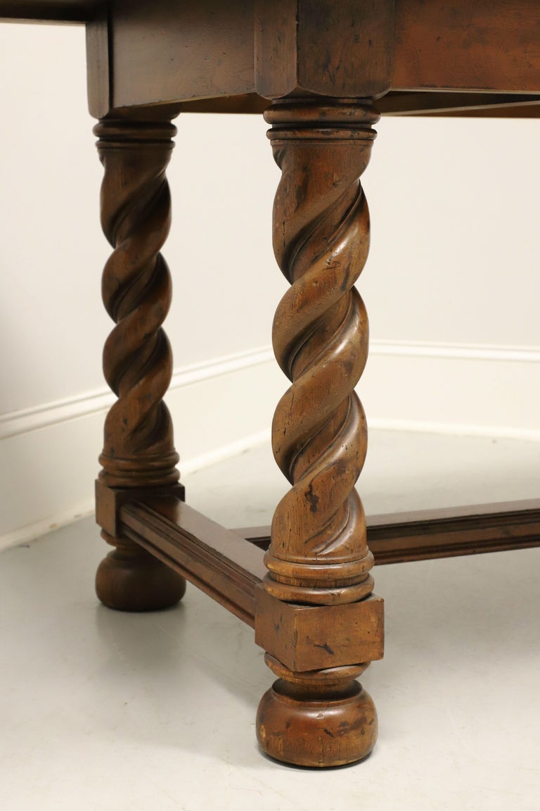 Heritage Walnut English Tudor Barley Twist Writing Desk For Sale at 1stDibs
