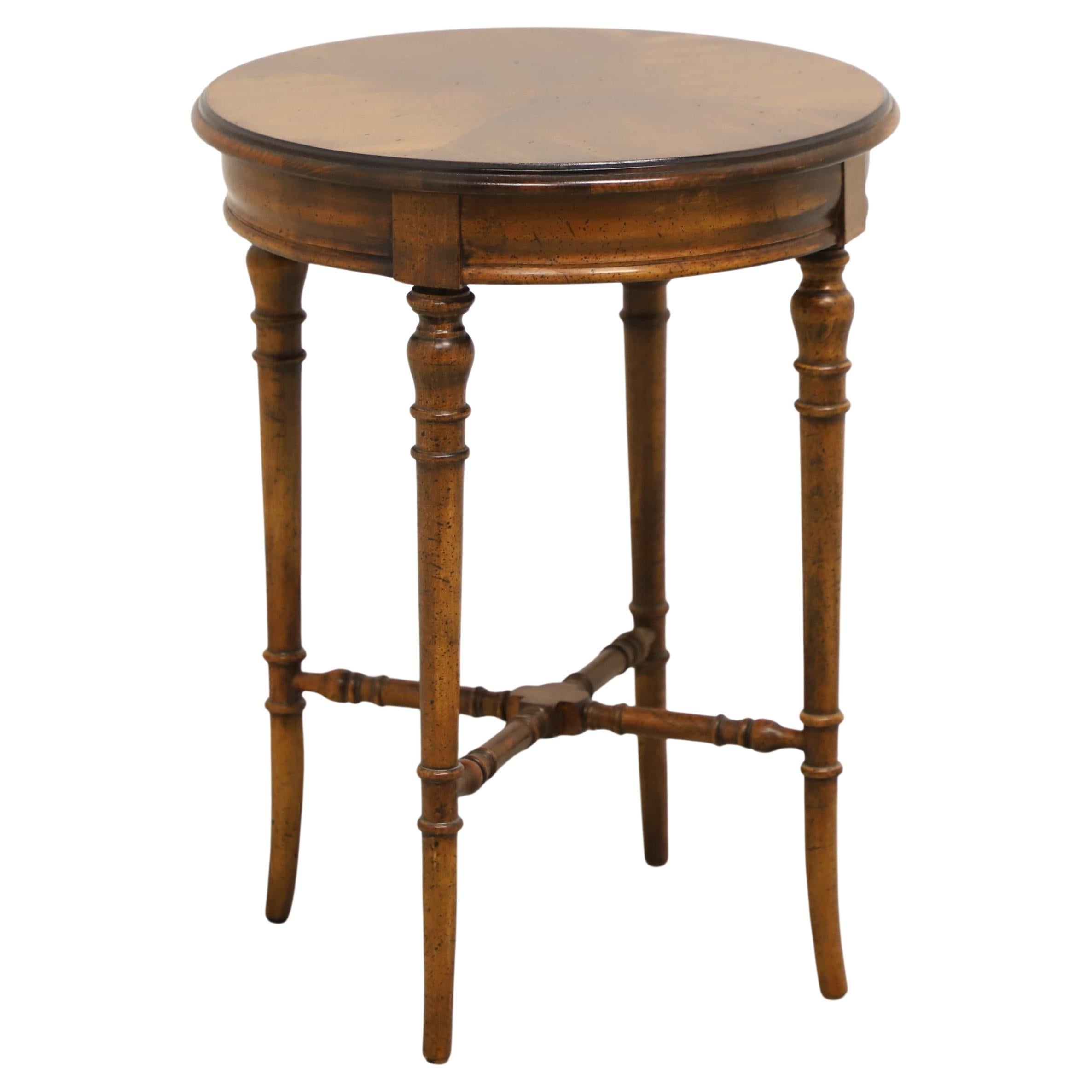 HERITAGE Walnut French Provincial Round Accent Table with Turned Legs ...