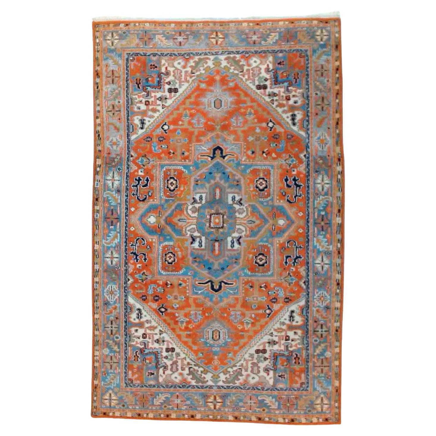 Heriz Salmon Color Oriental Wool Rug Circa 1940 For Sale at 1stDibs