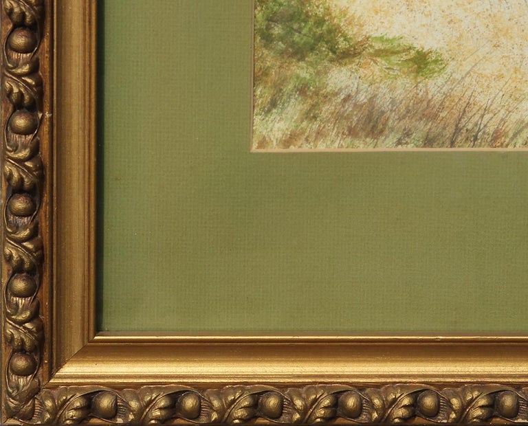 Herman Ferrell - Blue and Green Toned Watercolor and Ink Farm Landscape ...