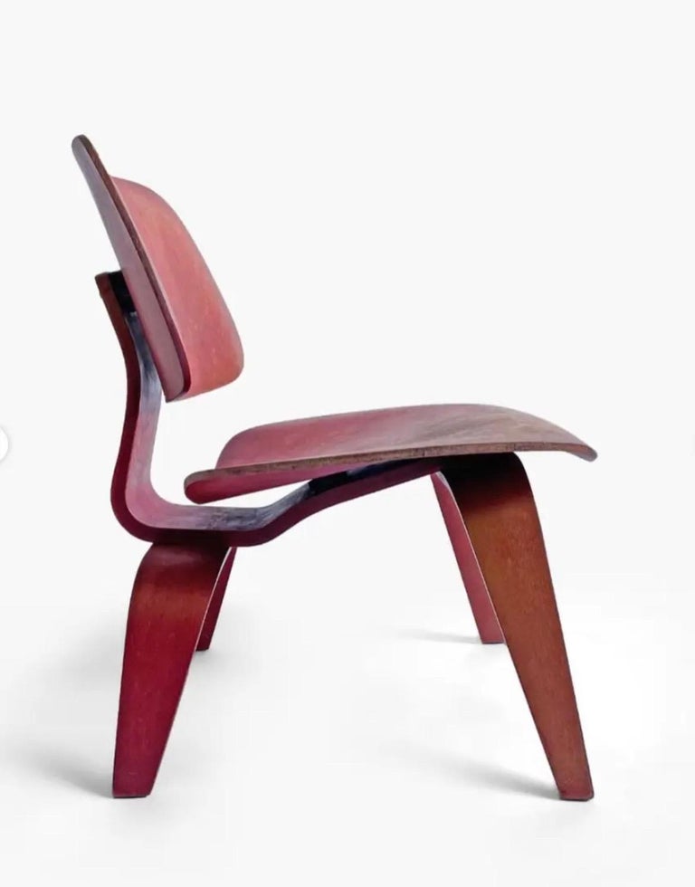 Herman Miller Eames LCW Red Aniline Dye For Sale at 1stDibs