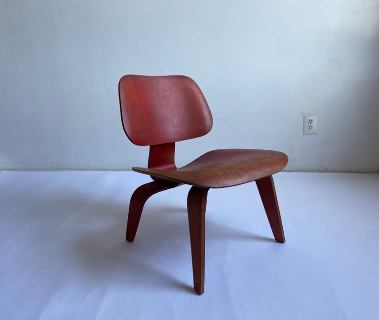 Herman Miller Eames LCW Red Aniline Dye For Sale at 1stDibs