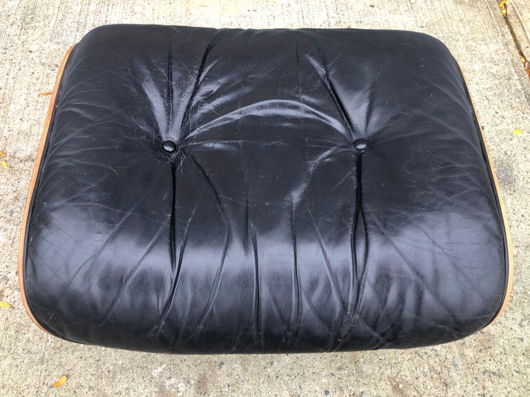 Herman Miller Eames Ottoman or Footstool in Cherry and Black Leather at ...