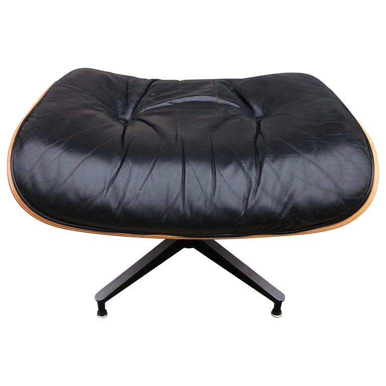 Herman Miller Eames Ottoman or Footstool in Cherry and Black Leather at ...