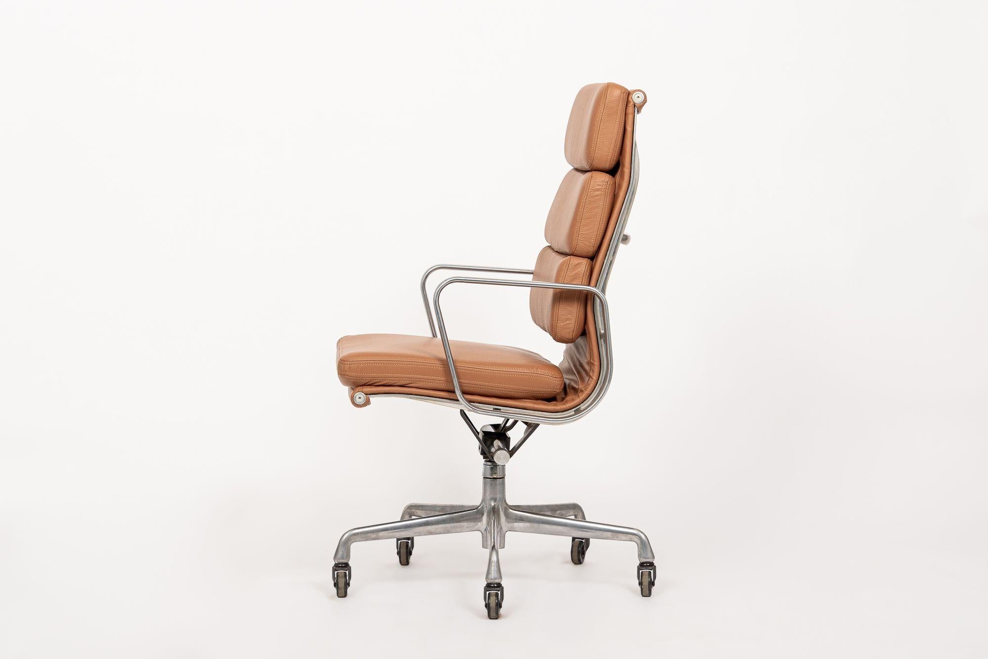 Herman Miller Eames Tall Brown Leather Desk Chair Aluminum Group For ...
