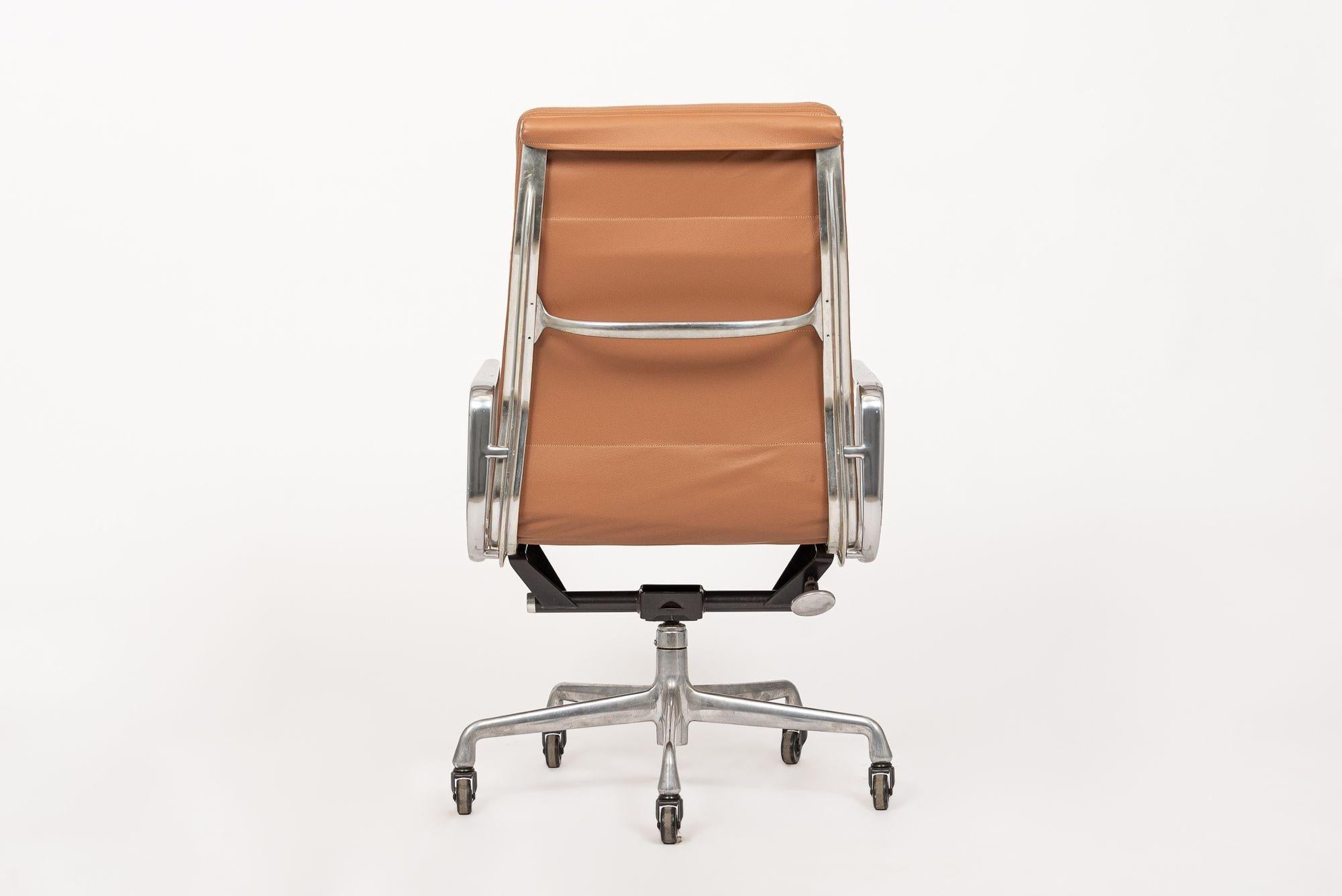 Herman Miller Eames Tall Brown Leather Desk Chair Aluminum Group For ...
