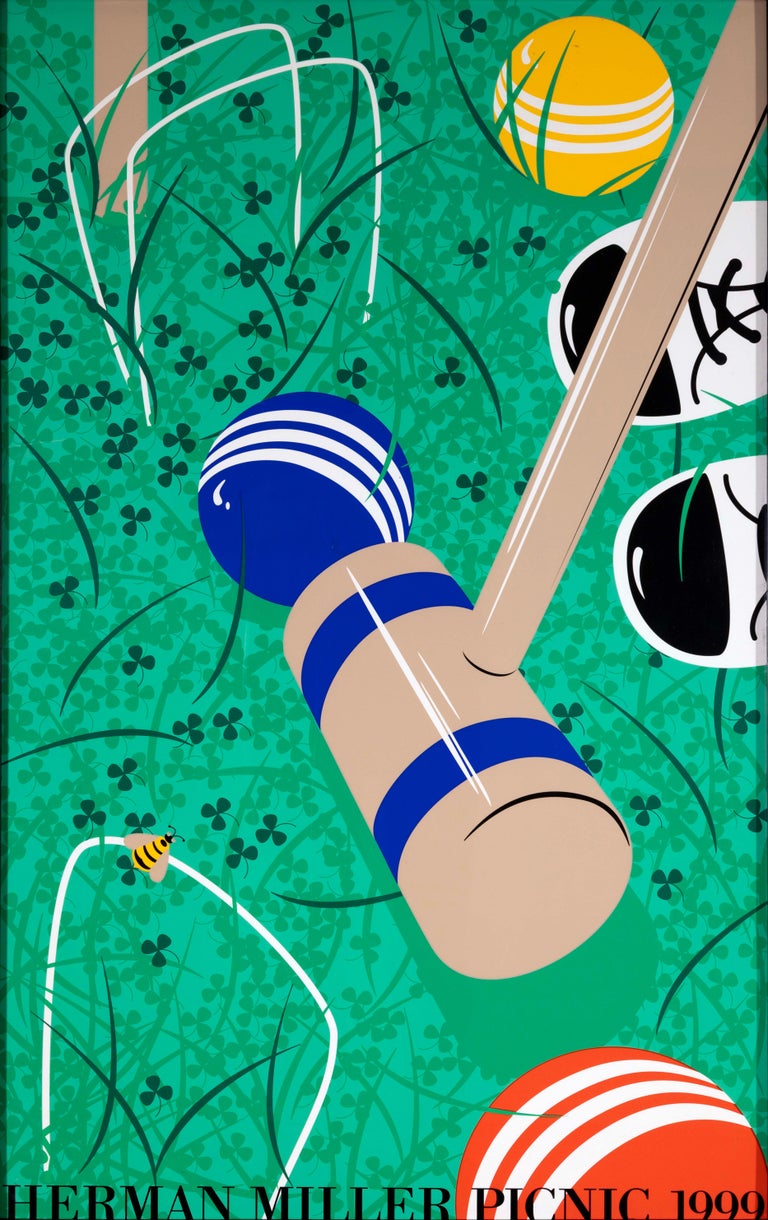 Herman Miller Picnic 1999 Croquet Vintage Poster Designer Kathy Stanton ...