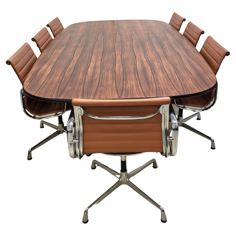 Herman Miller Segmented Table and 8x Vitra EA107 Cognac Chairs by ...