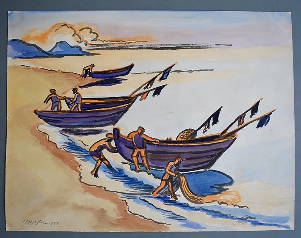 Hermann Max Pechstein - Fishing Boats at Sunset For Sale at 1stDibs ...