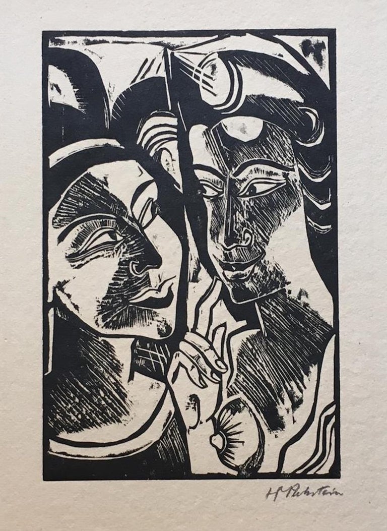 Hermann Max Pechstein - Zwiesprache - Original Woodcut Print by Max ...