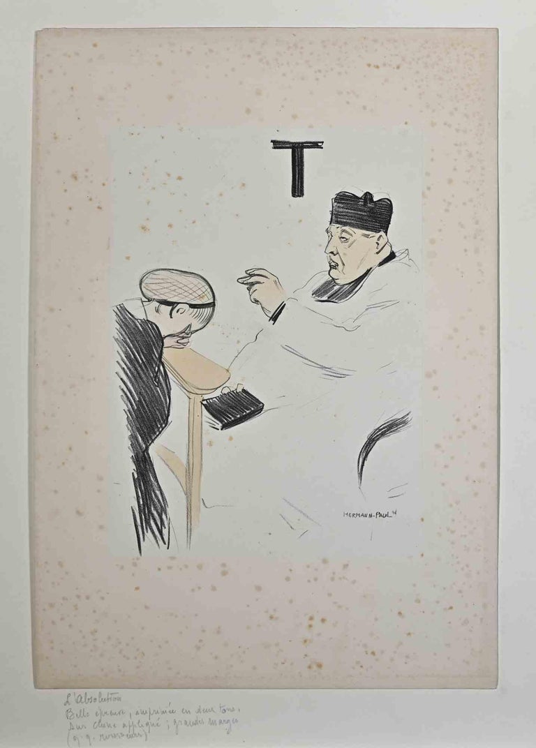 Hermann Paul - L'Absolution - Lithograph by Hermann Paul - 1905 For ...