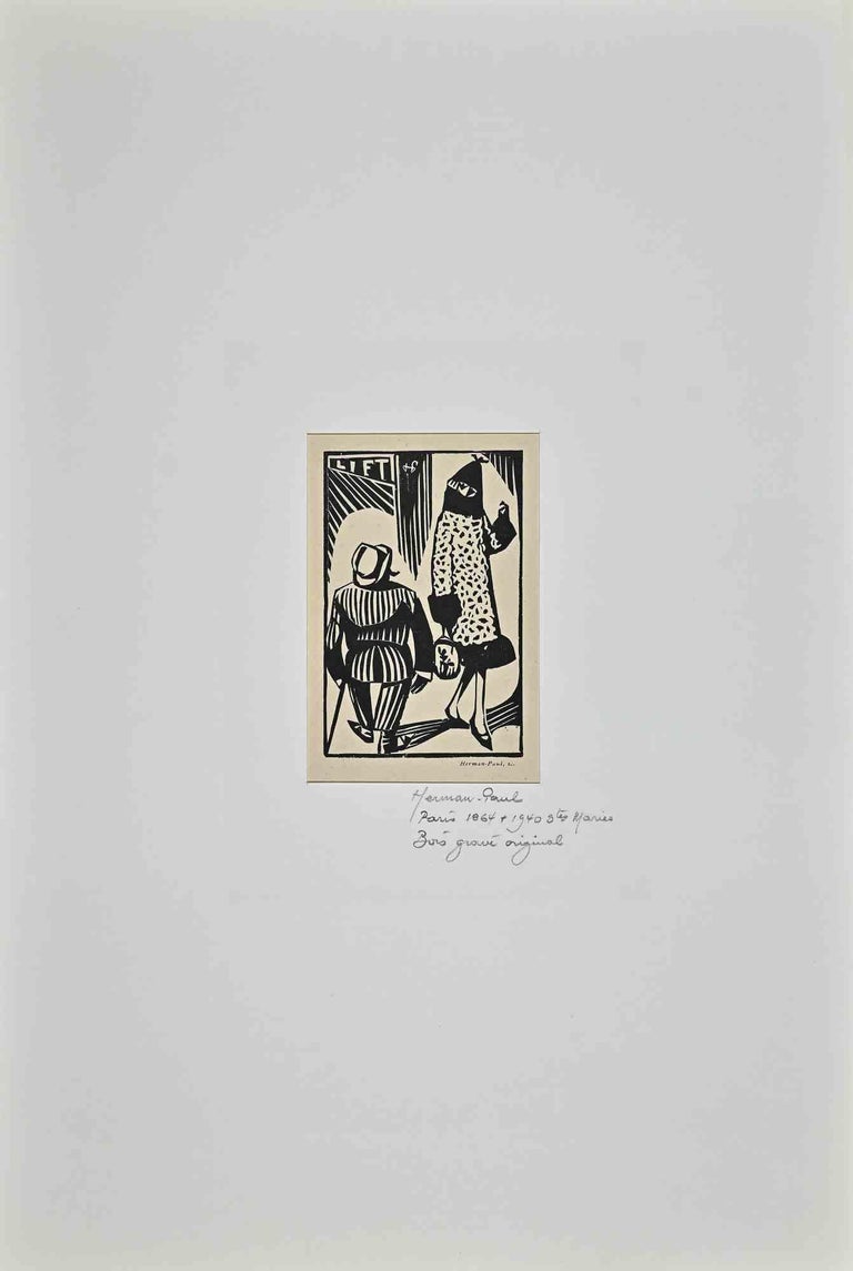 Hermann Paul - Lift - Woodcut by Hermann Paul - Early 20th Century For ...