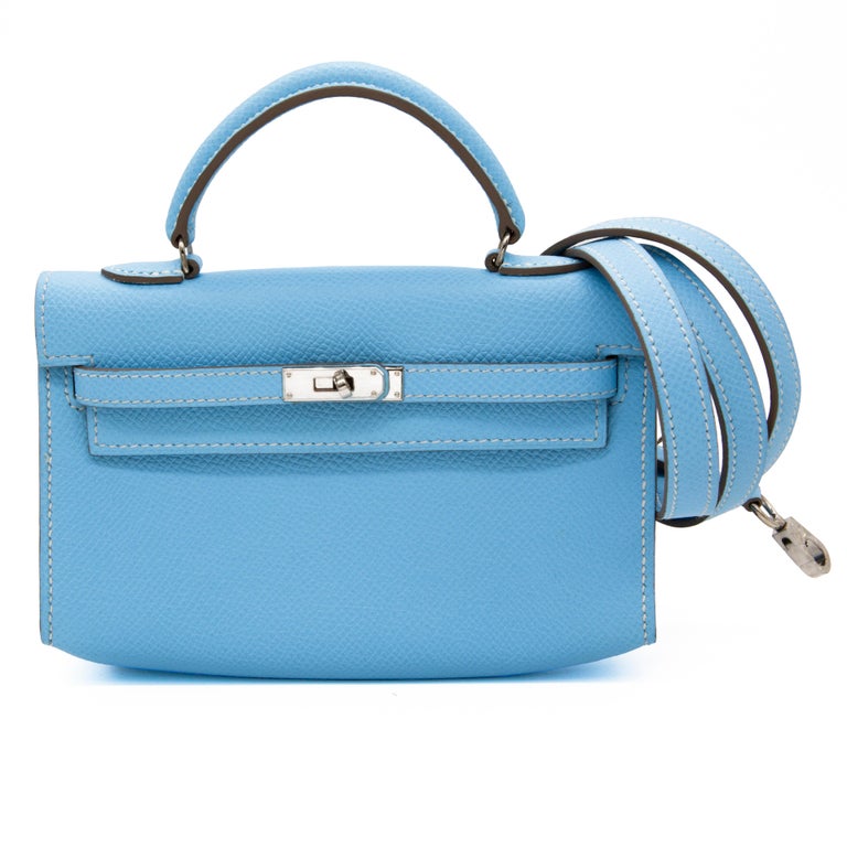 Hermes 15cm Celeste Epsom Leather Micro-Mini Kelly Bag with Palladium ...