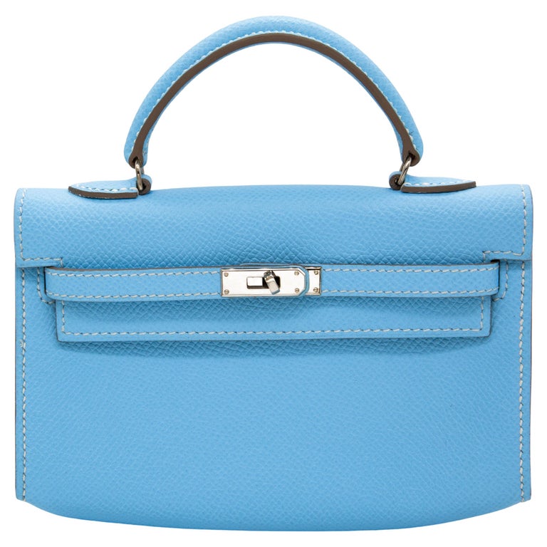 Hermes 15cm Celeste Epsom Leather Micro-Mini Kelly Bag with Palladium ...