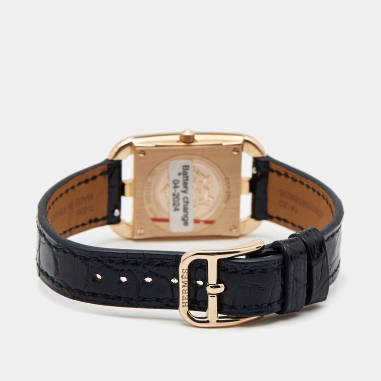 Hermes 18K Rose Gold Diamond Alligator Leather Cape Cod Women's ...