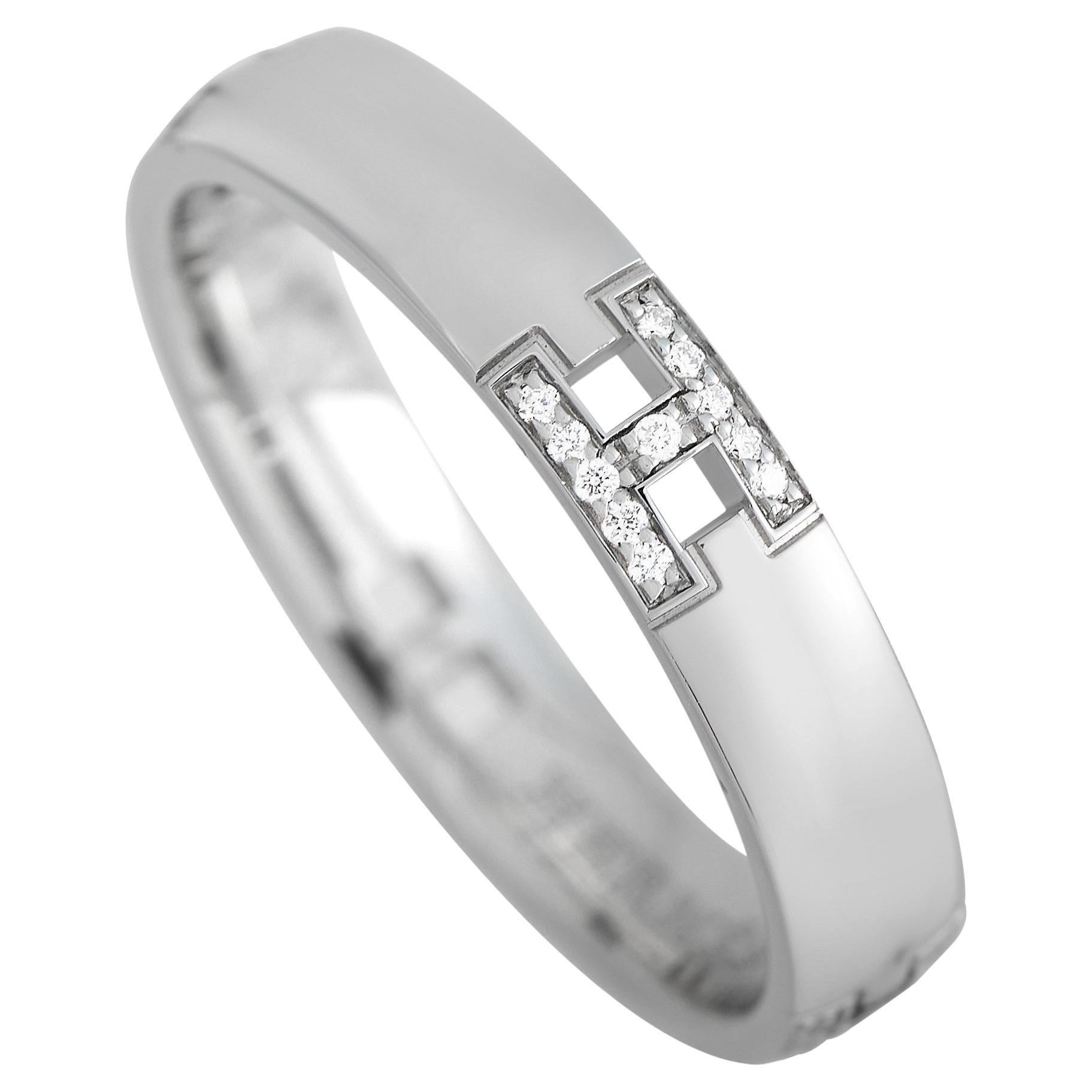 Hermes Rose Gold Diamond "H" Ring at 1stDibs | hermes h ring, h ring hermes