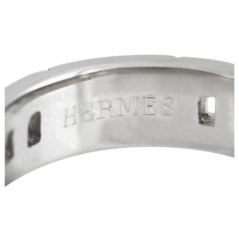 Hermes 18k White Gold H Band Ring For Sale at 1stDibs