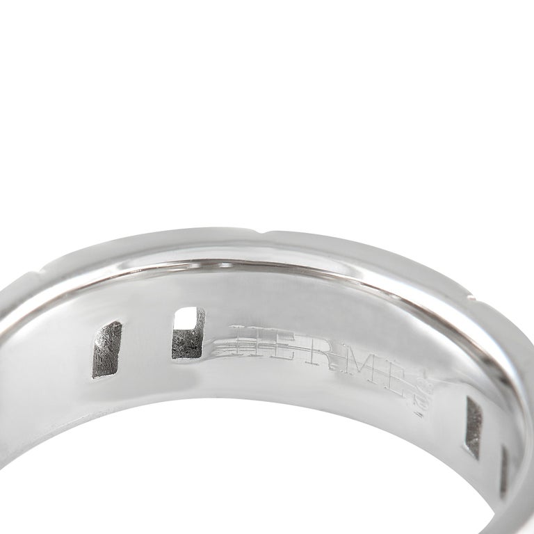 Hermes 18K White Gold H Band Ring For Sale at 1stDibs