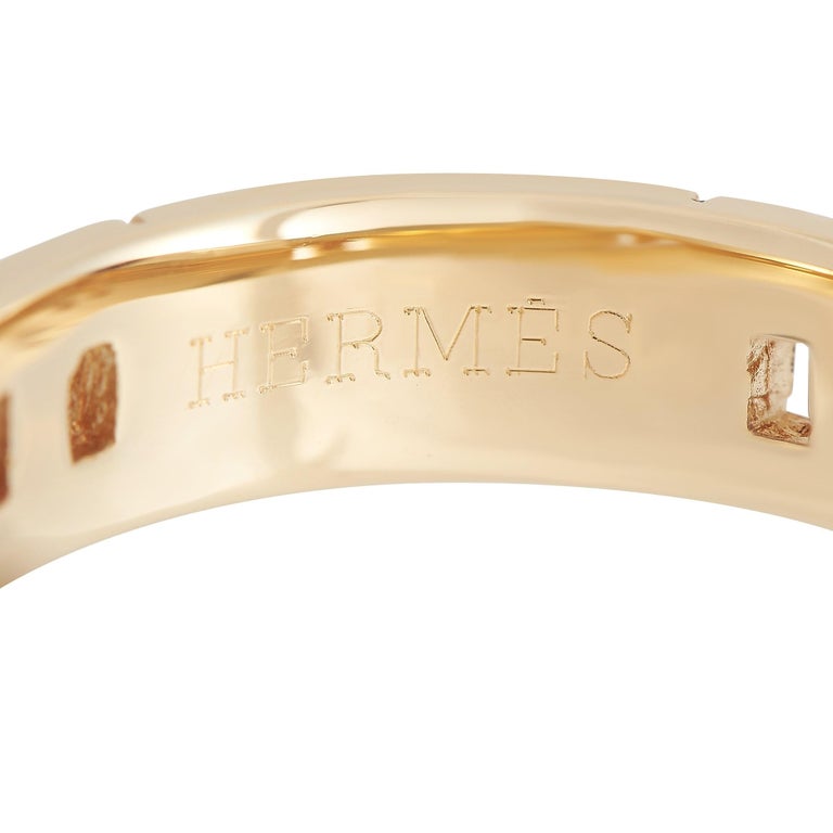 Hermès 18K Yellow Gold H Band Ring For Sale at 1stDibs