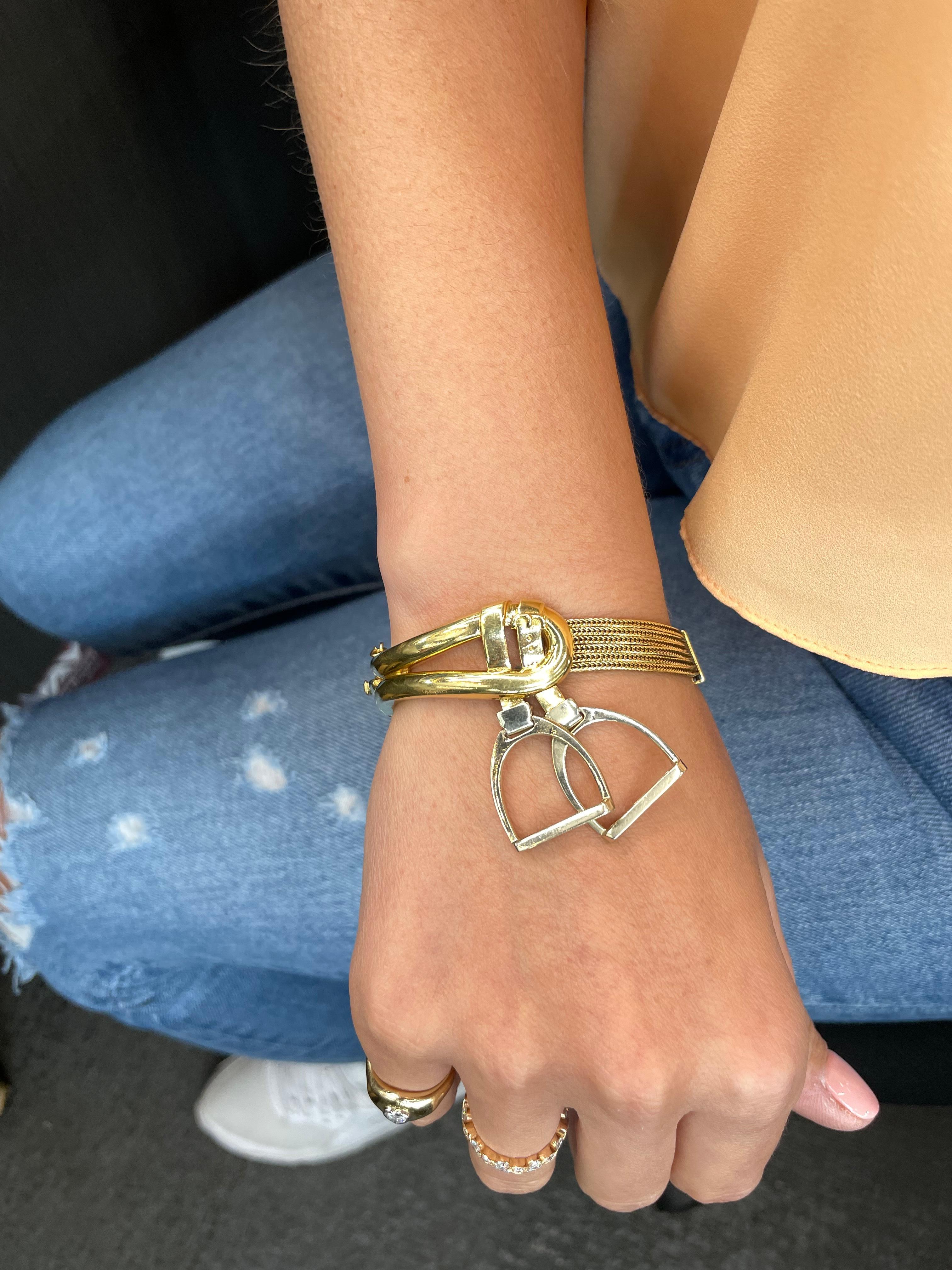 Hermes 18K Yellow Gold Paris Stirrup Buckle Bracelet For Sale at 1stDibs | hermes stirrups, ly ...