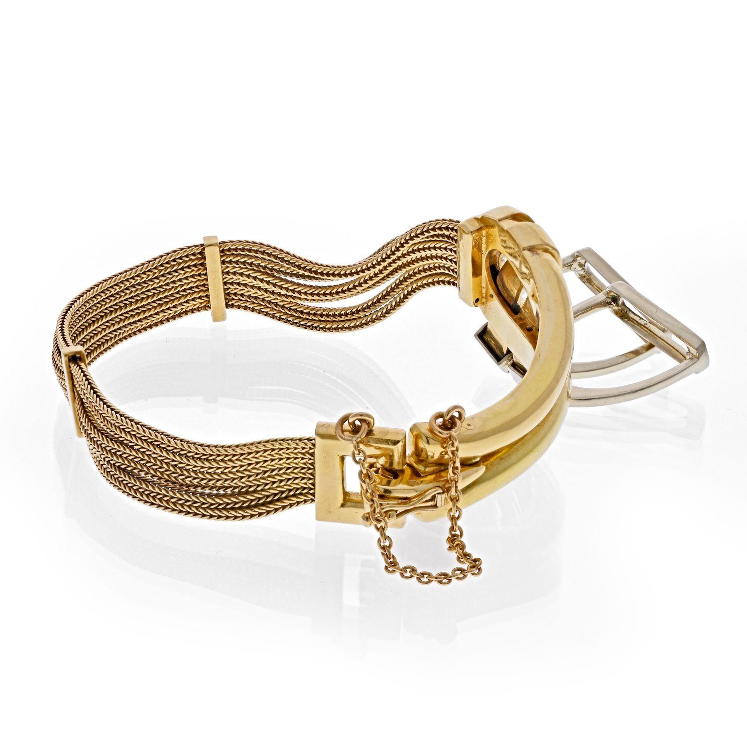 Hermes 18K Yellow Gold Paris Stirrup Buckle Bracelet For Sale at ...