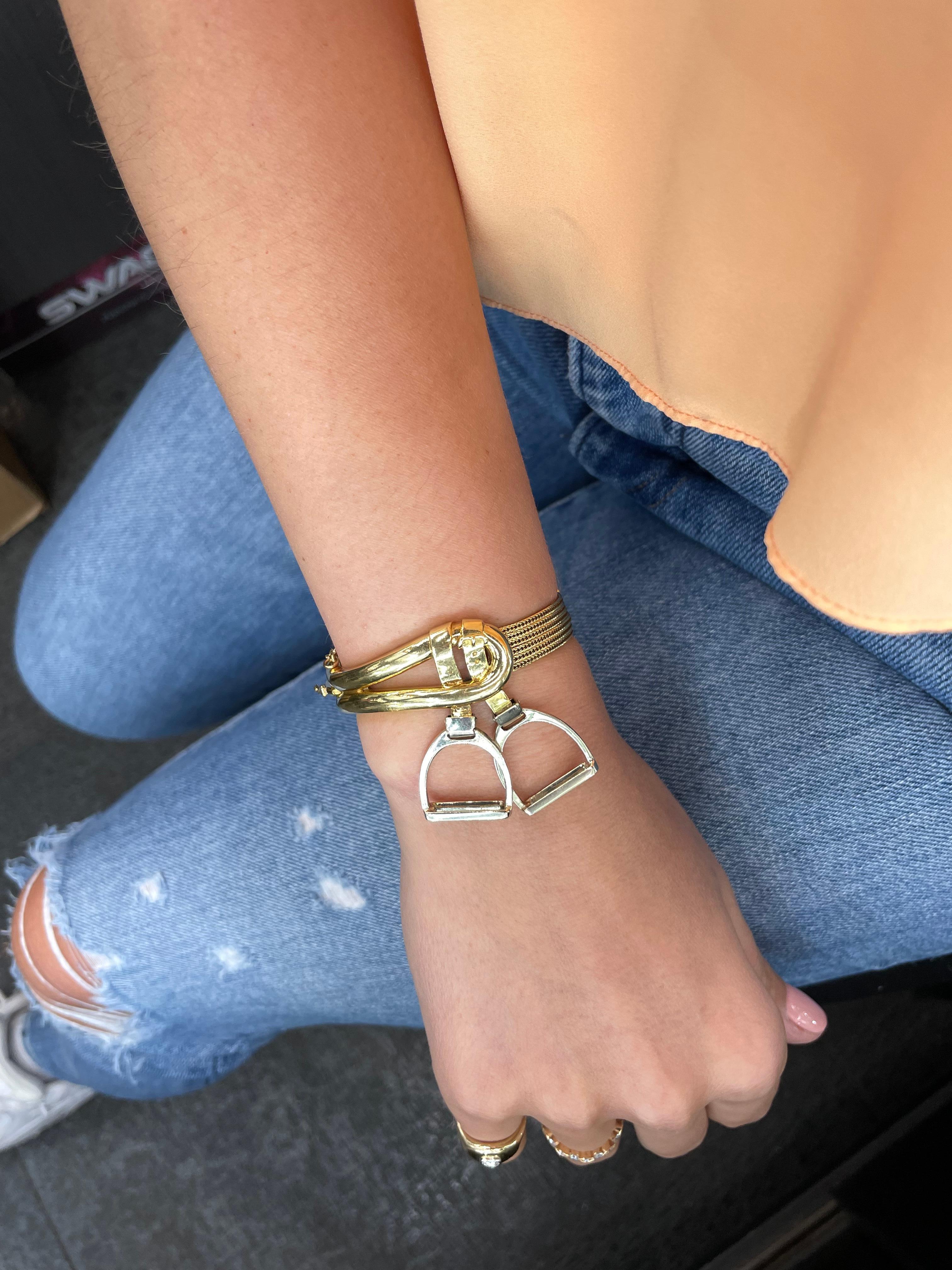 Hermes 18K Yellow Gold Paris Stirrup Buckle Bracelet For Sale at 1stDibs | hermes stirrups, ly ...