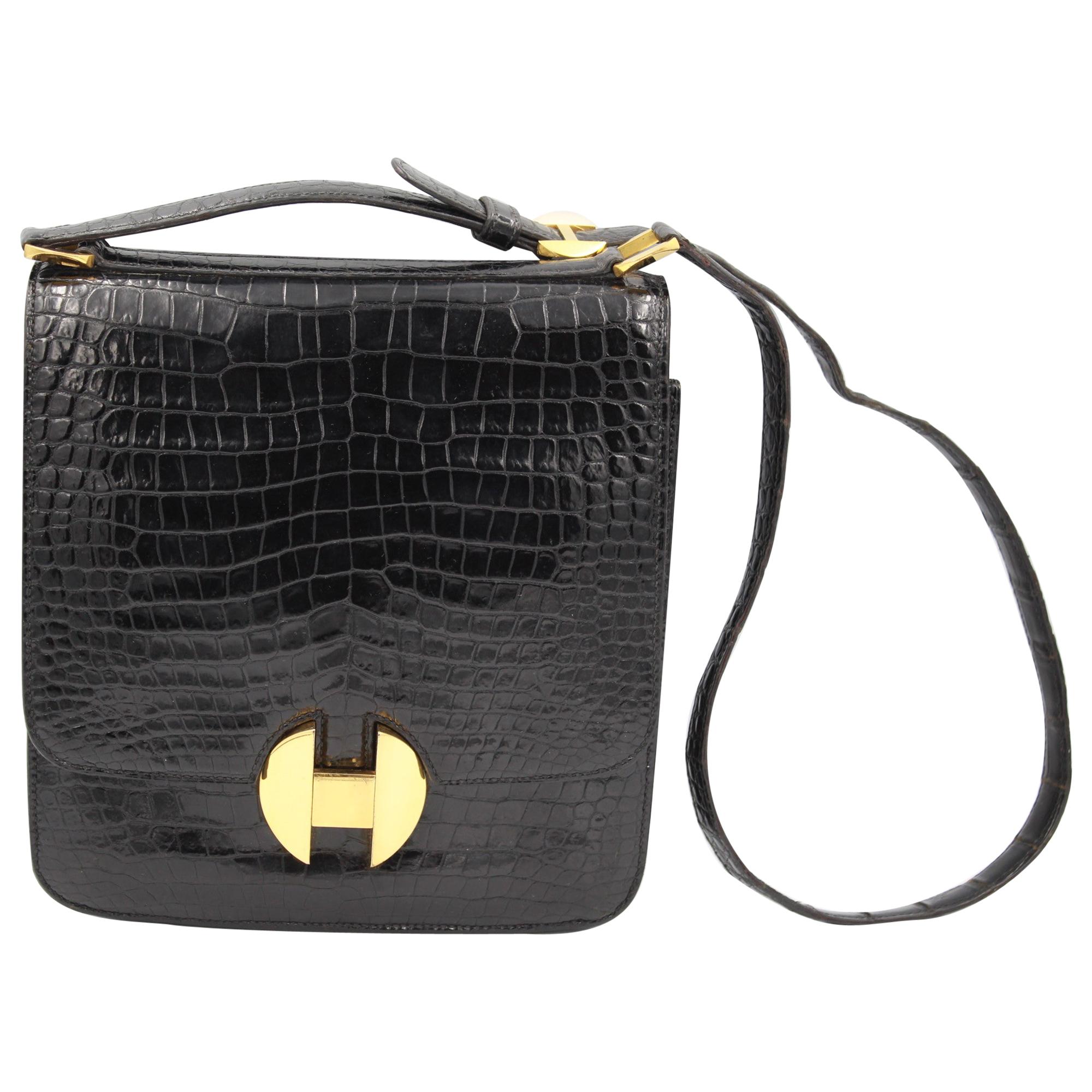 Hermes 1974 Vintage "2002" Bag in Black Croco at 1stDibs