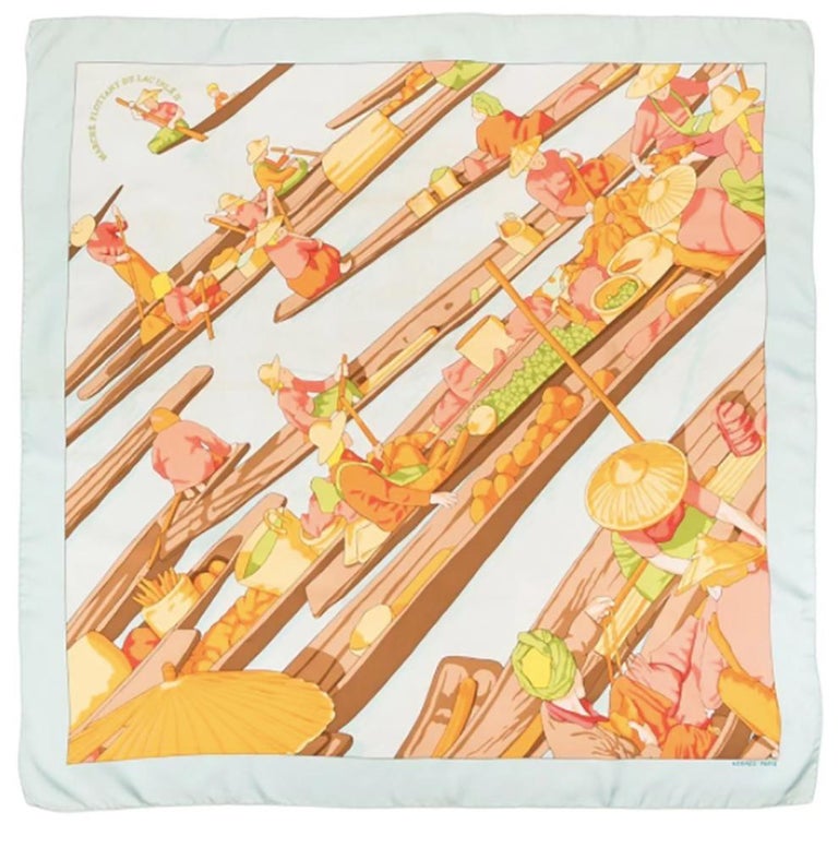 Hermes 1998 Marche Flottant du Lac Inlé II by Dimitri Rybaltchenko Silk ...