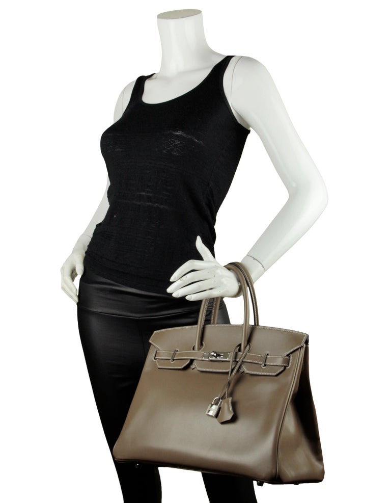 Hermes 2017 Etoupe Grey Tadelakt Leather 35cm Birkin Bag For Sale at ...
