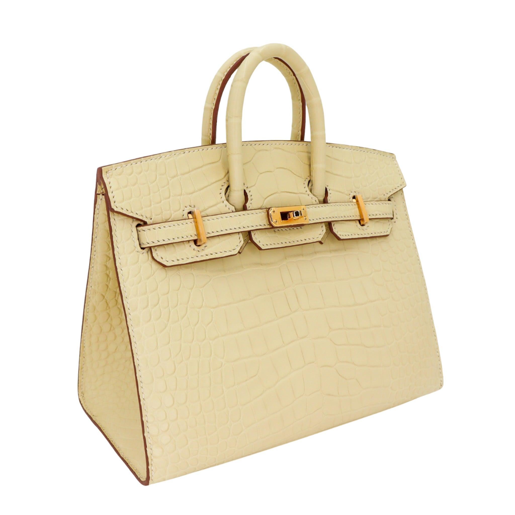 Hermès 20cm Birkin Sellier Vanilla Matte Alligator Gold Hardware For ...