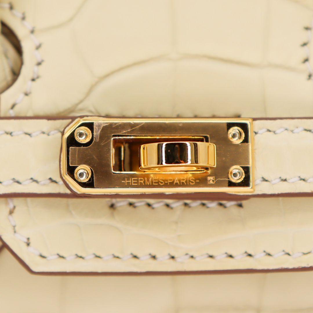 Hermès 20cm Birkin Sellier Vanilla Matte Alligator Gold Hardware For ...